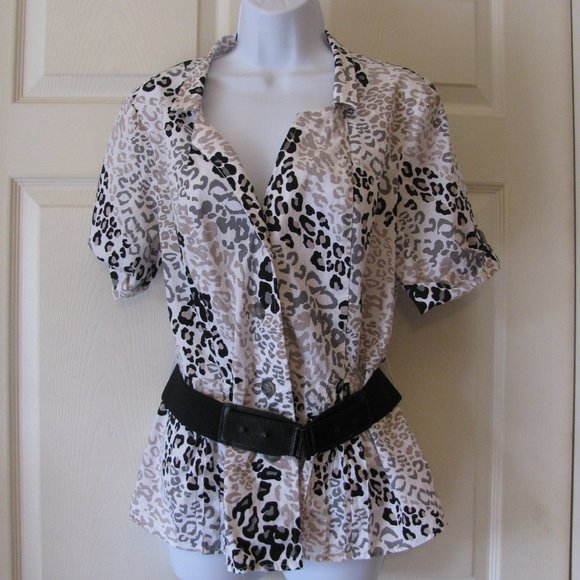 Alfani | Tops | 25 Alfani Top Size 16 Black Belt Included Button Up ...